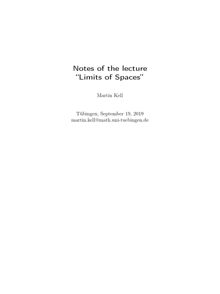 M.Kell - Limits of Spaces | PDF | Compact Space | Space (Mathematics)