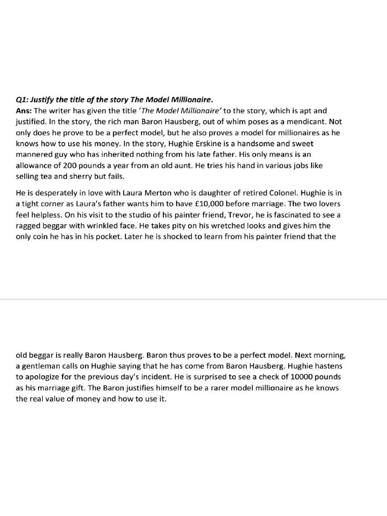 Model Millionaire Title Explanation | PDF