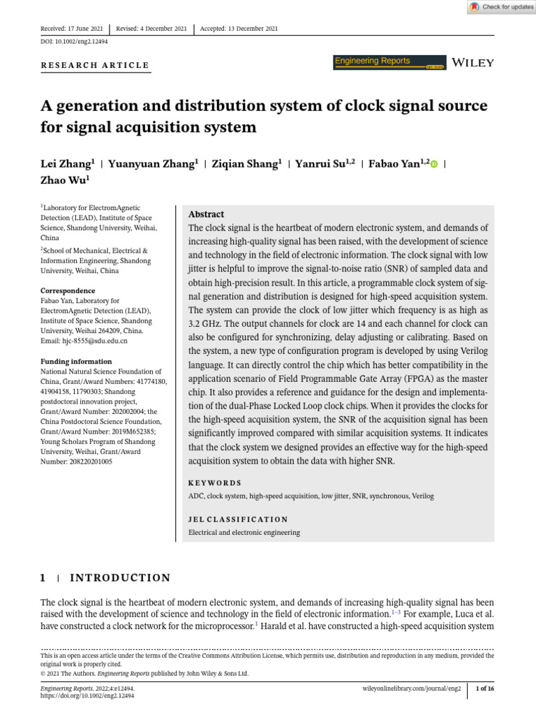 High-Speed Clock Signal Generation System | PDF | Analog To Digital ...