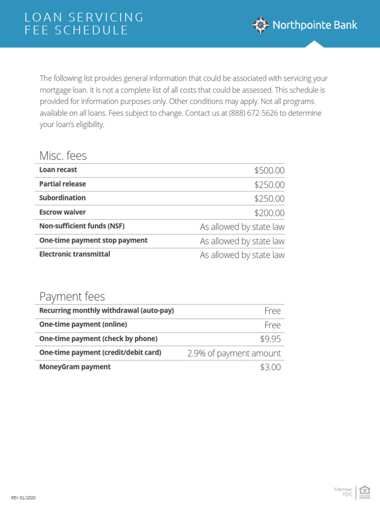 Loan Servicing Fee Schedule | PDF | Payments | Financial Services