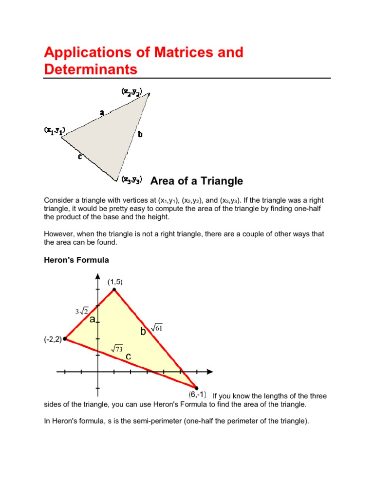 Applications of Matrices and Determinants | Triangle | Area
