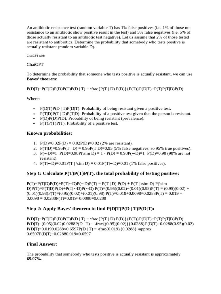 Antibiotic Resistance Test Probability | PDF | Standard Deviation ...