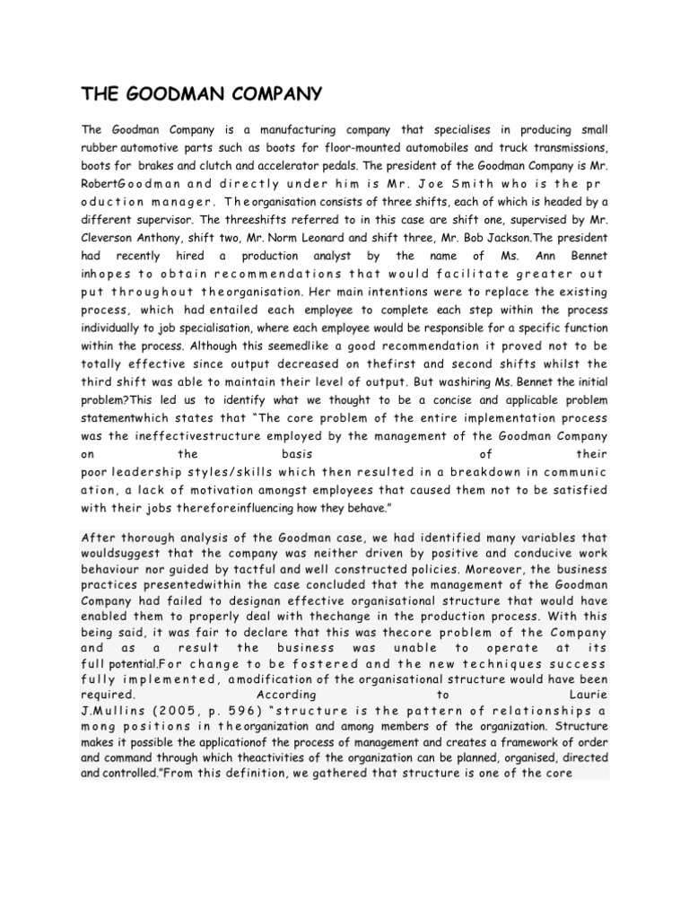 The Goodman Company | PDF | Motivation | Motivational