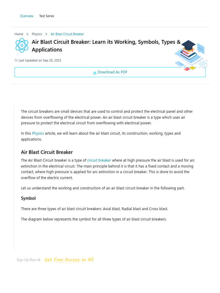 Air Blast Circuit Breaker Overview | PDF | Electric Power | Electrical Components