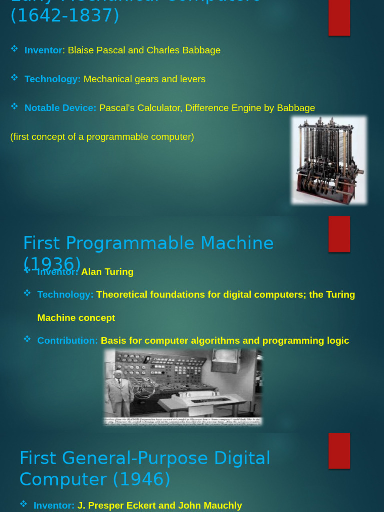 Early Mechanical Computers (1642-1837) Slides | PDF