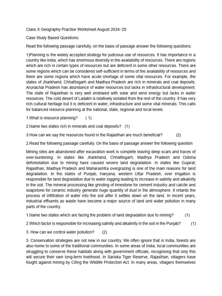 Class X Case Study Practice CH 1 2 3 | PDF | Environmental Degradation ... Class X Case Study Practice CH 1 2 3 | PDF | Environmental Degradation ...