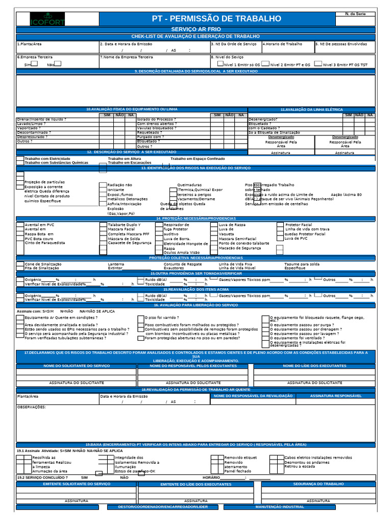 Permissão de Trabalho: Avaliação de Riscos | PDF