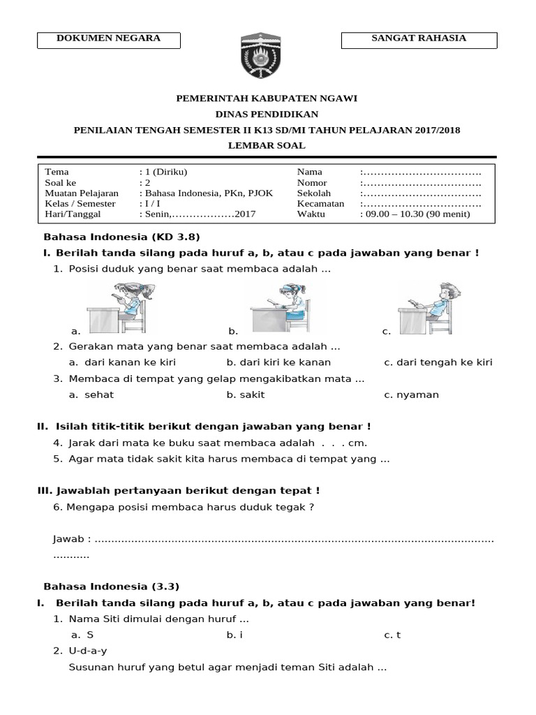 Tema 1 Jam 2 B.i, PKN, Pjok | PDF