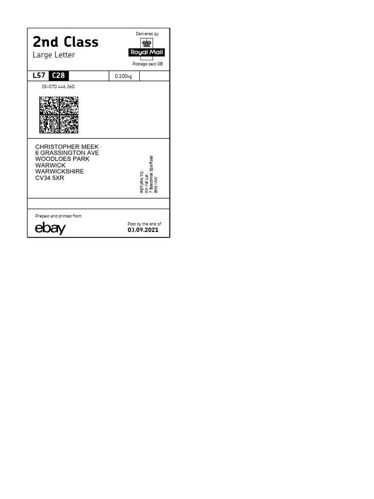 Ebay Label 612839e5371d735fa8b60220 | PDF