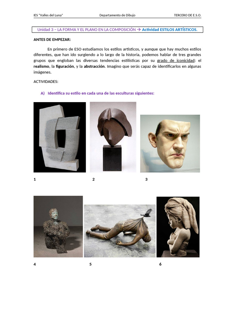 Unidad 3 - Actividad Estilos Artísticos | PDF