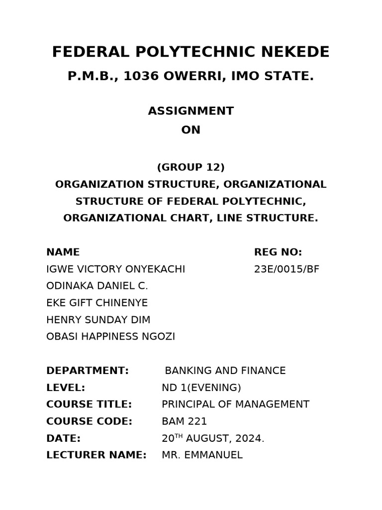 Assignment For Banking and Finance | PDF | Libraries | Organizational Structure