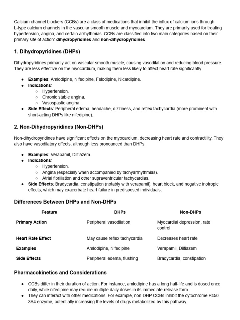 CCBs | PDF | Cardiovascular System | Medical Specialties