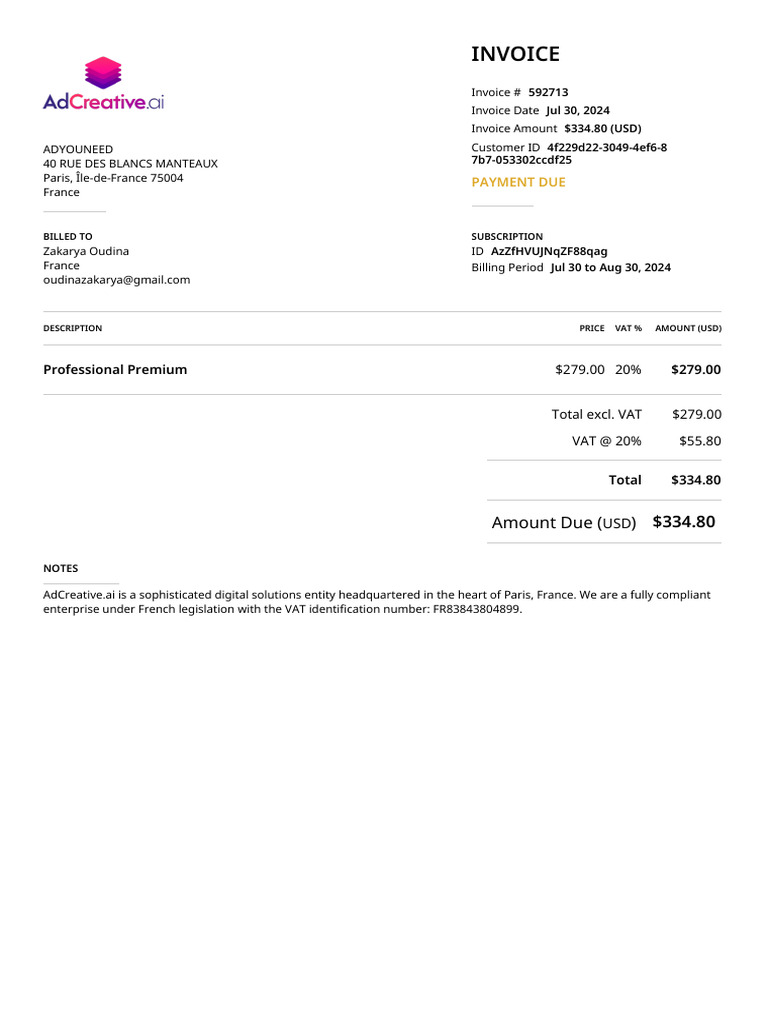 Aicreative Invoice 16CKIkULS78cI196C | PDF | Invoice | Taxes