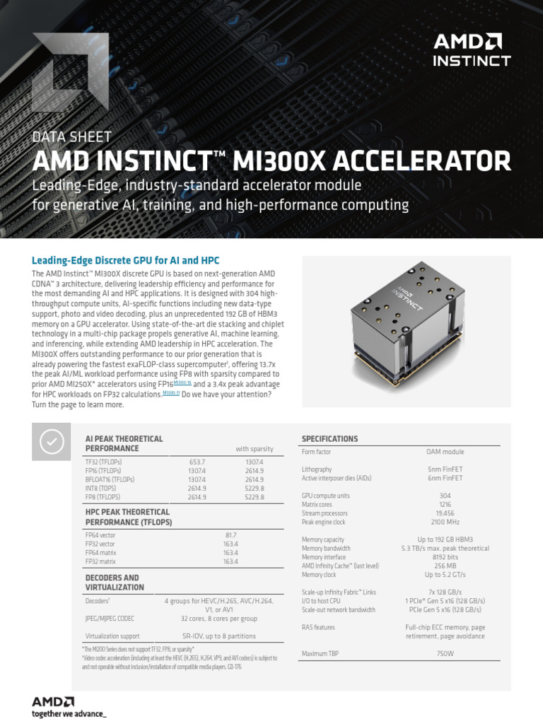Amd Instinct Mi300x Data Sheet | PDF | Graphics Processing Unit ...