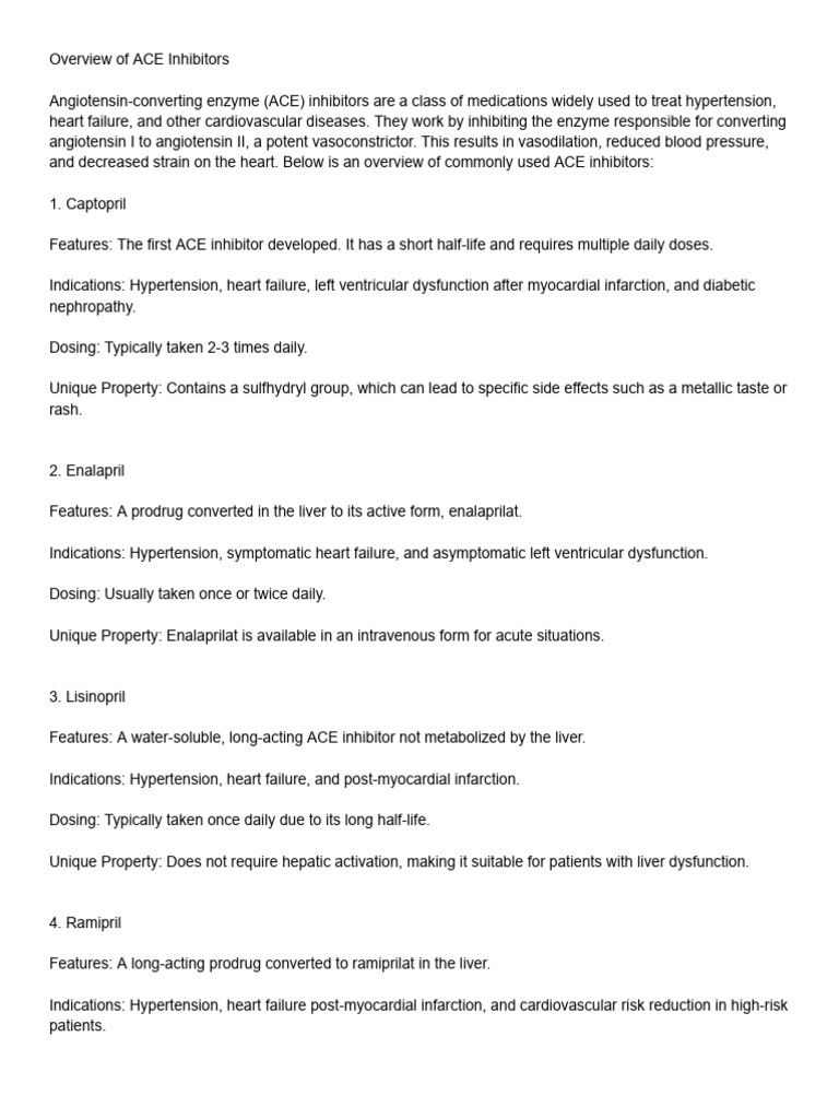 ACE Inhibitors: Overview & Key Facts | PDF | Medical Specialties ...