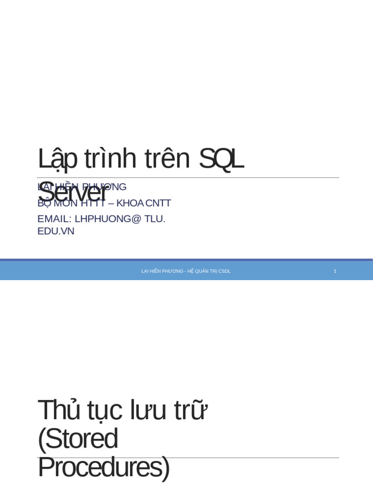Ch2 - Lap Trinh Tren SQL Server - Phan 4 | PDF