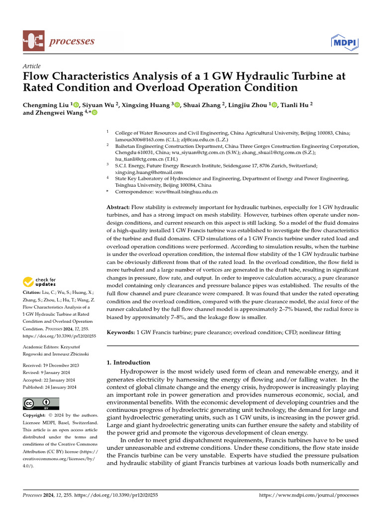 Flow Characteristics Analysis of A 1GW Hydraulic | PDF | Fluid Dynamics ... Flow Characteristics Analysis of A 1GW Hydraulic | PDF | Fluid Dynamics ...