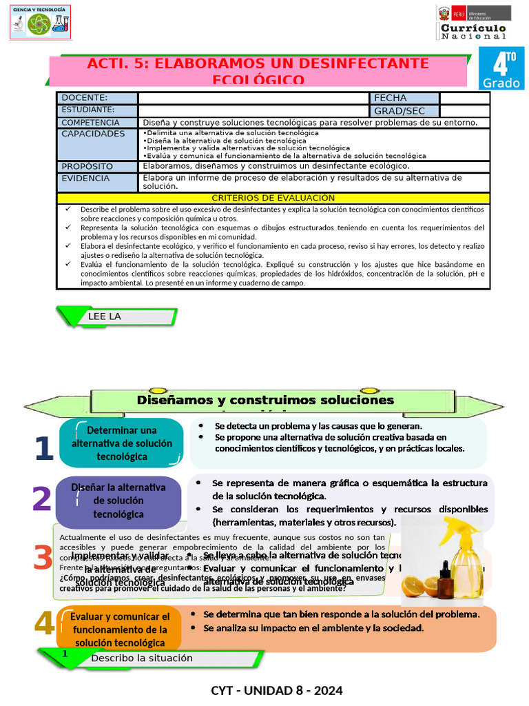 E-4º Act 5-Cyt-Und 8 | PDF | Blanqueador | Agua