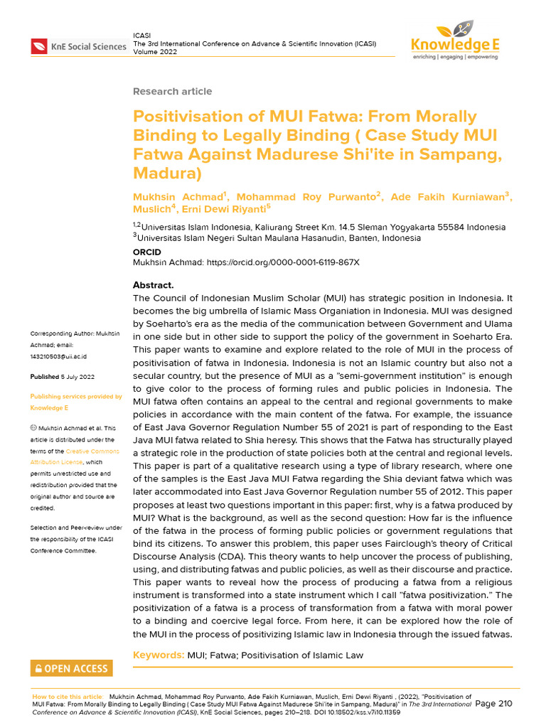 Positivisation of Mui Fatwa From Morally Bafc3819 | PDF