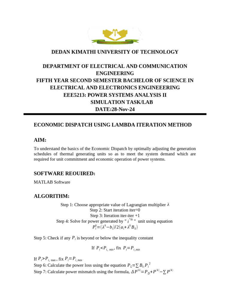Power System Simulation Lab1 | PDF | Applied Mathematics | Numerical Analysis