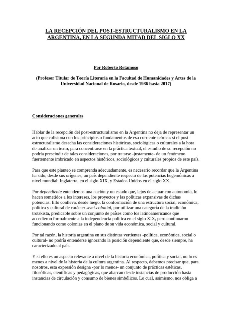Post-estructuralismo en Argentina | PDF | Ideologías | Lingüística
