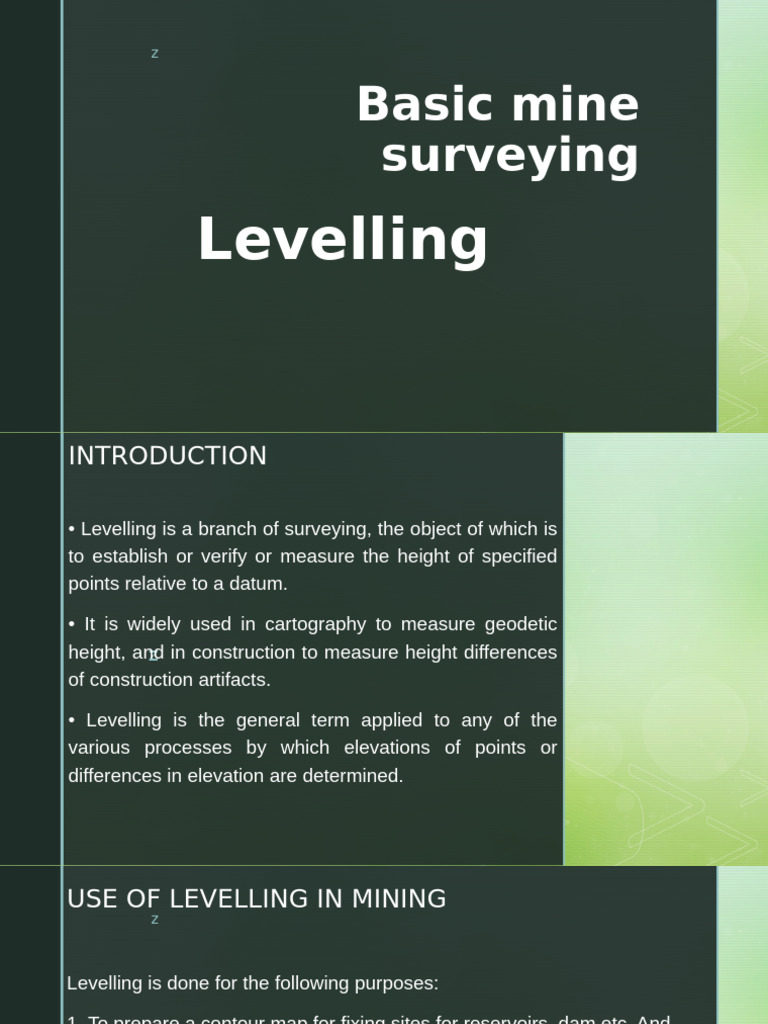 Overview of Mine Surveying and Levelling | PDF | Surveying ...