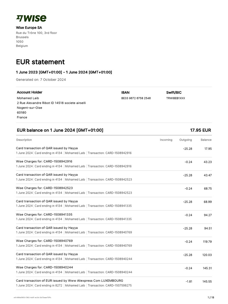 Statement 1 | PDF | Credit Card | Finance & Money Management