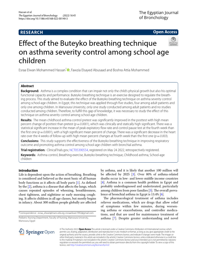 Effect of The Buteyko Breathing Technique On Asthma Severity Control ...