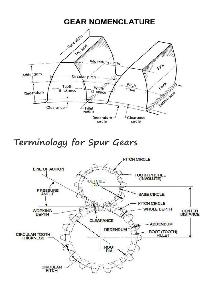 G1 Terminology For Spur Gears | PDF | Gear | Euclidean Geometry