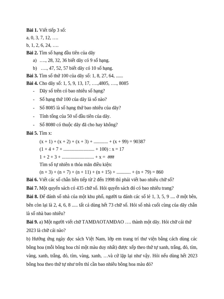 (K47) BT dãy số | PDF