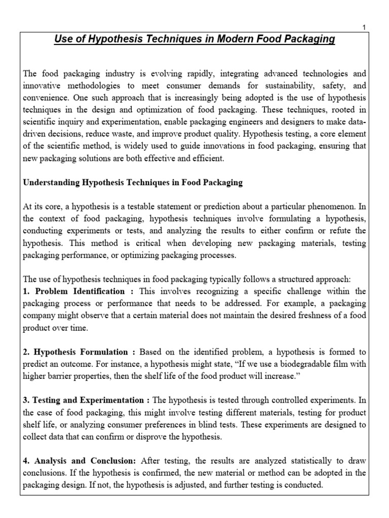 Hypothesis Techniques in Food Packaging | PDF | Packaging And Labeling ...