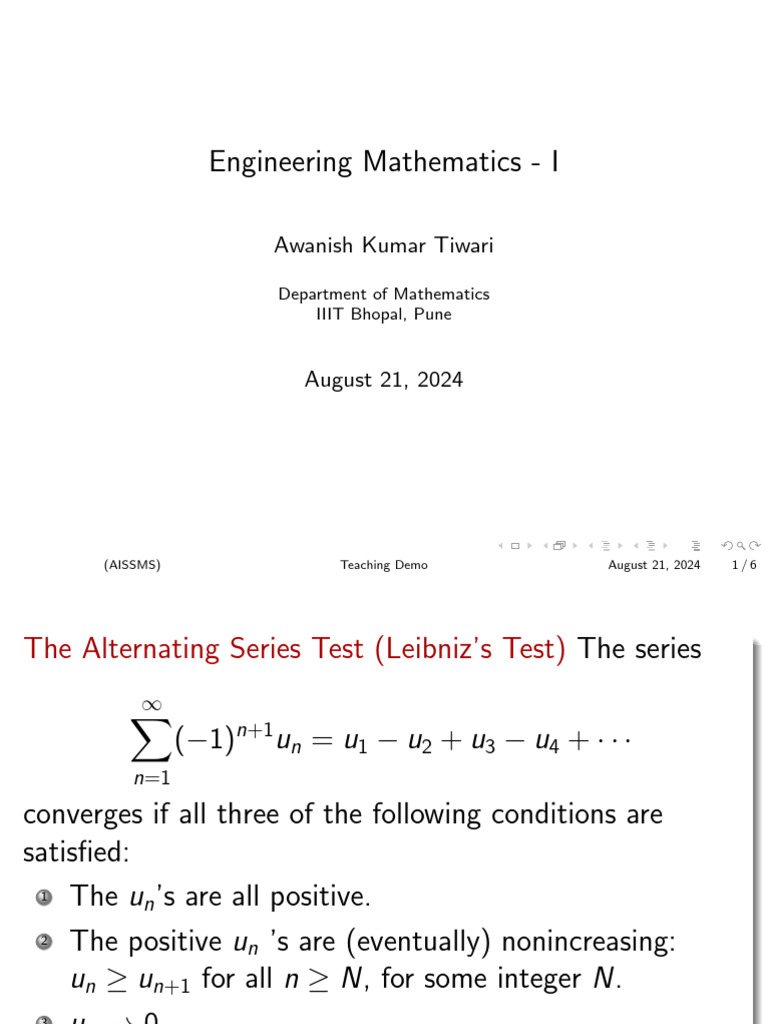 Engineering Mathematics - I: Awanish Kumar Tiwari | PDF | Functions And ...
