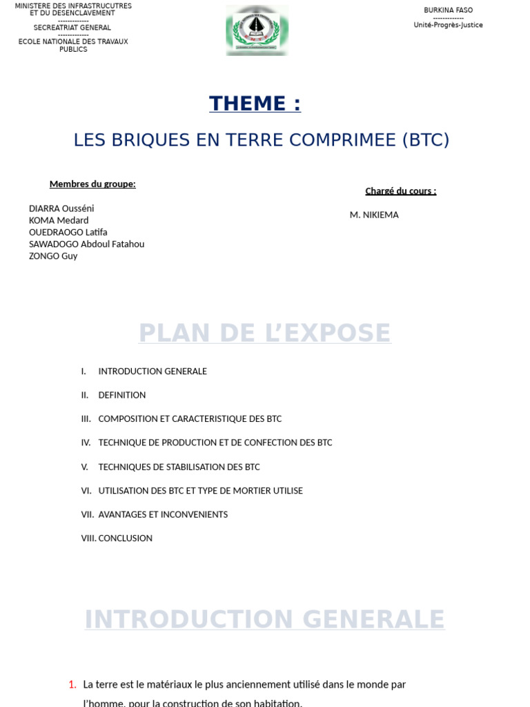 Briques en Terre Comprimée : Avantages et Techniques | PDF | Brique ...