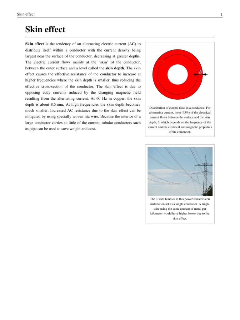 Skin Effect | PDF | Alternating Current | Inductance