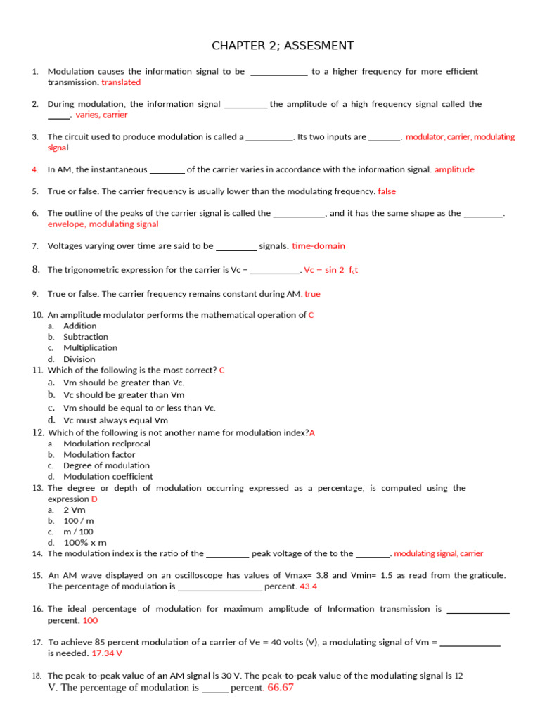 Chapter 2-Assesment | PDF | Amplitude | Modulation