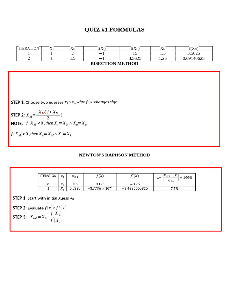 Quiz1 Formulas | PDF