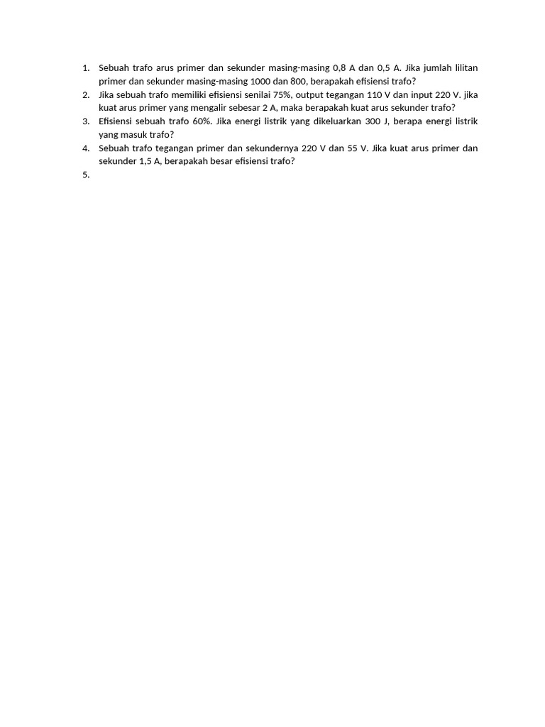 Soal Efisiensi Trafo | PDF