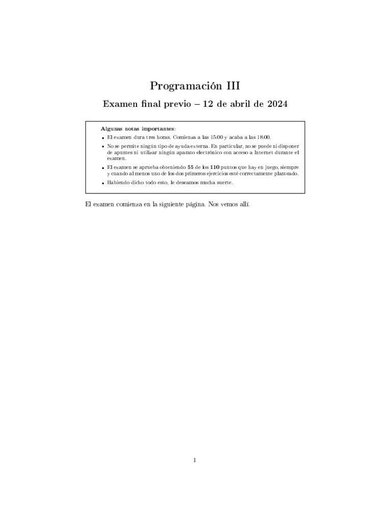 Examen Final Programación III 2024 | PDF | Programación de computadoras | Algoritmos