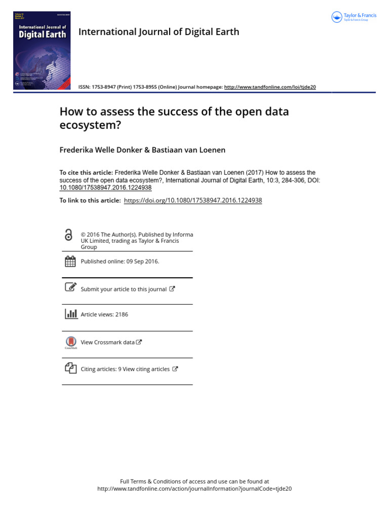 Open Data Ecosystem Success Assessment | PDF | Governance | Metadata