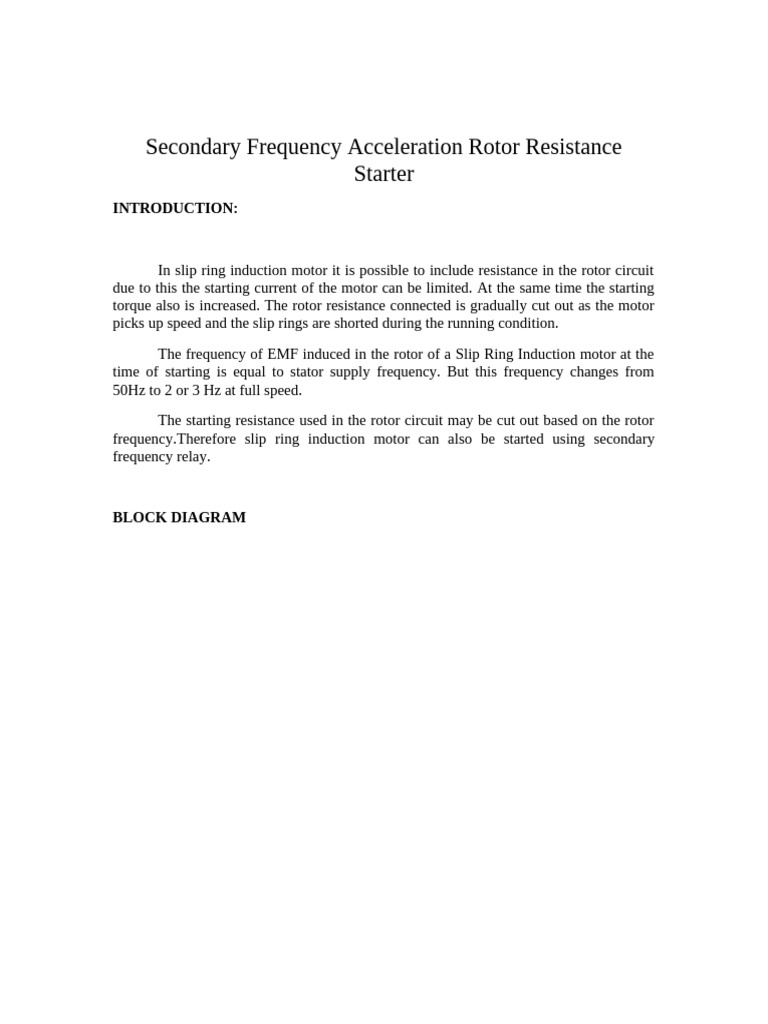 Rotor Resistance Starter Overview | PDF