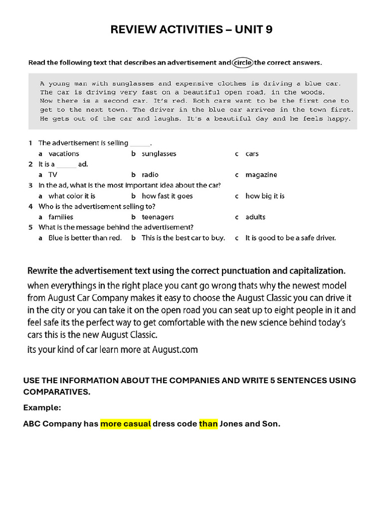 Review Exercises-Unit 9 | PDF