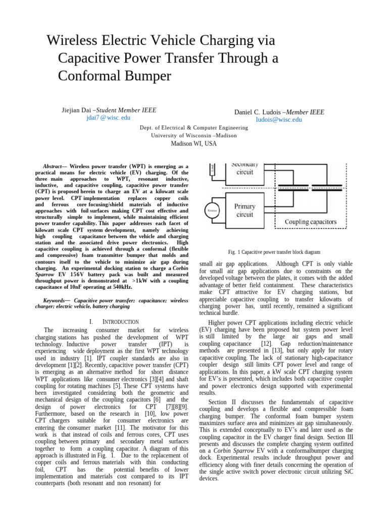 EV Charging with Capacitive Bumper | PDF | Capacitor | Dielectric