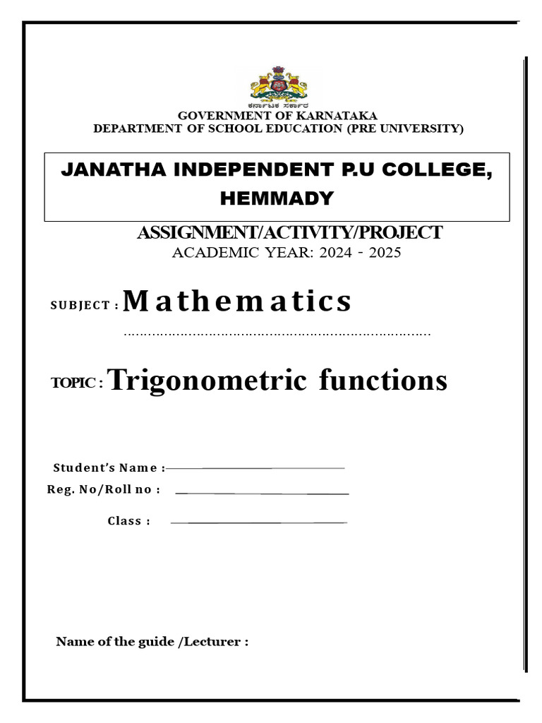 Model Project Maths | PDF | Waves | Trigonometry