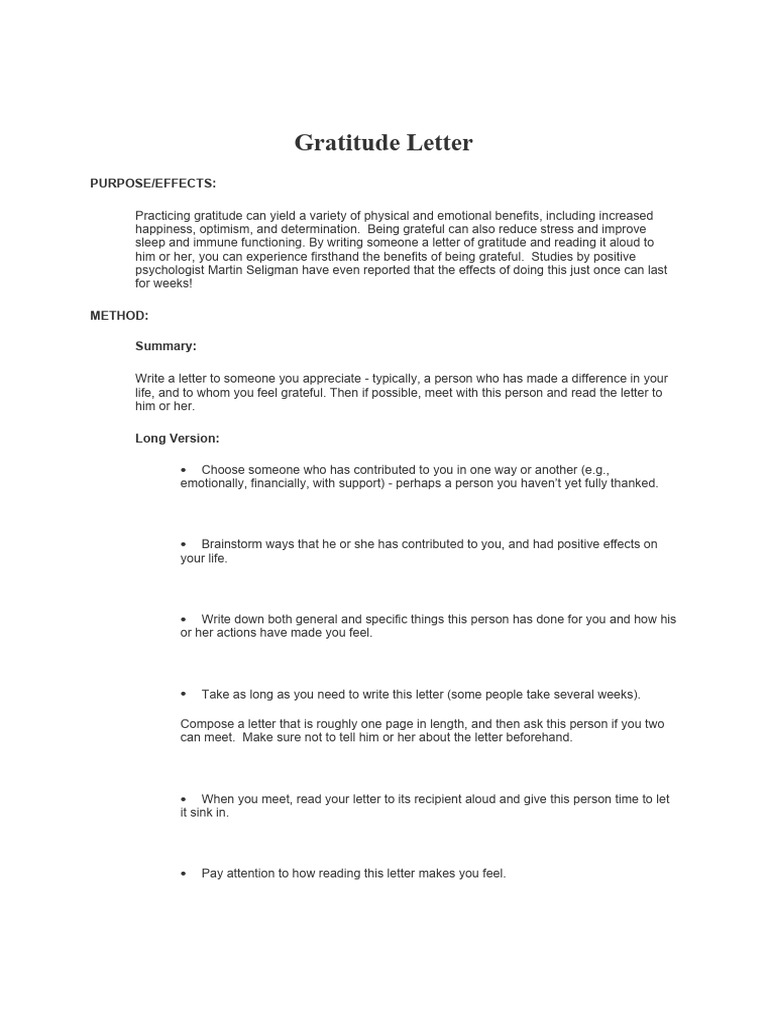 Gratitude Letter PDF | PDF | Gratitude | Positive Psychology