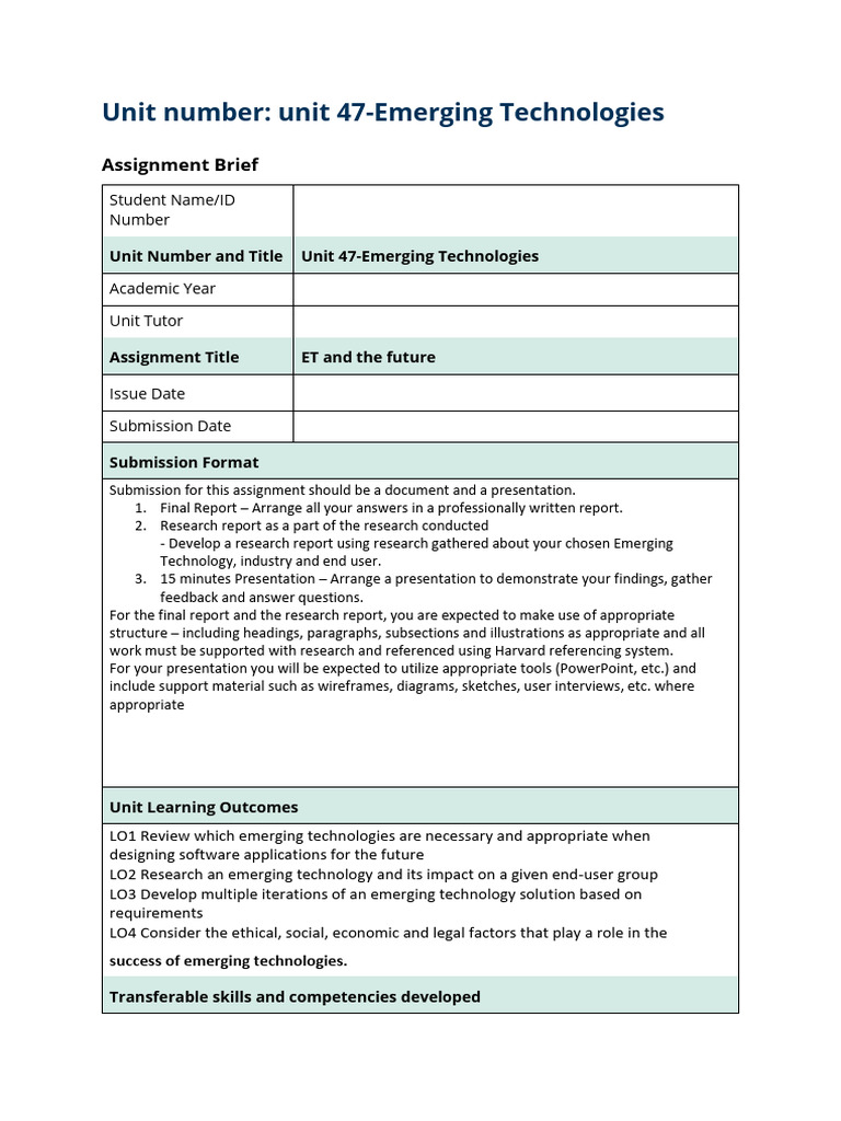 10.emerging Technologies HND BRIEF | PDF | Emerging Technologies | Software