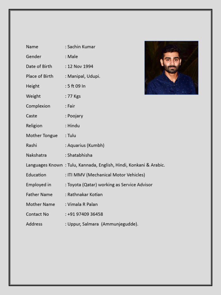 Biodata Sachin PDF | PDF
