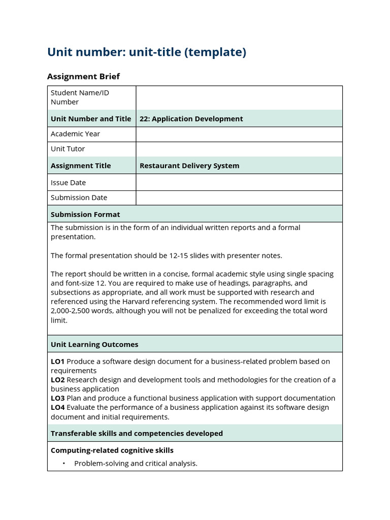 5.application Development HND BRIEF | PDF | Software | Critical Thinking