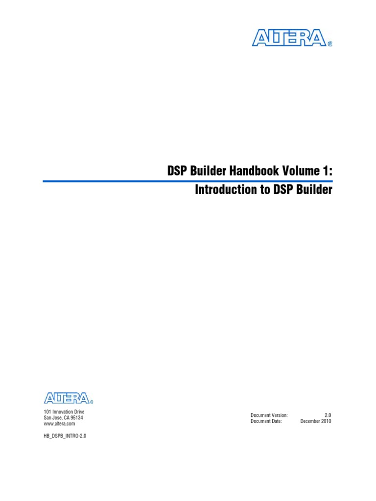 Altera DSP Builder Handbook Vol 1 - Intro Do DSP Builder | PDF | Field Programmable Gate Array ...