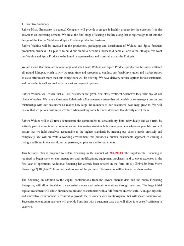 Spice Production Business Plan Overview | PDF | Retail | Supermarket