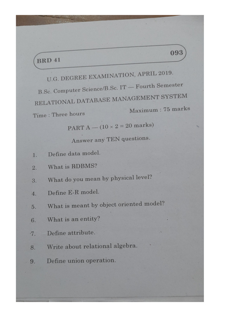 RDBMS Question | PDF